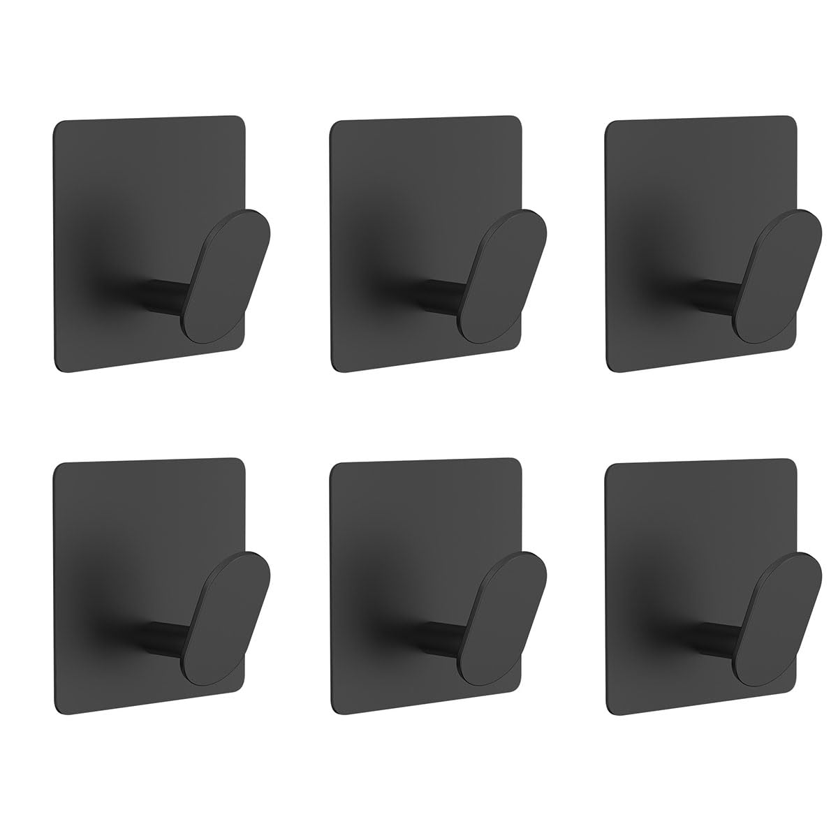 EDMILE Adhesive Hooks Wall Hooks, Adhesive Towel Hooks Stick on Towel Hanger Wall Holder, No Drill Hooks, Towel Coat Hat Hook Rack Wall Mount for Hanging Bathroom 6-Packs, Black