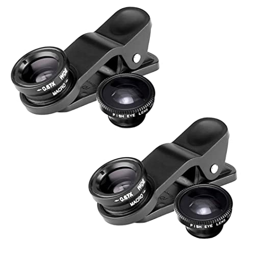 LQ-001 3 in 1 Phone Camera Lens Universal Phone Camera Lens Cell Phone Camera Lens Kit Fish Eye Lens 2 in 1 Macro Lens Wide Angle Lens Universal Clip Black 1 Set External Lens