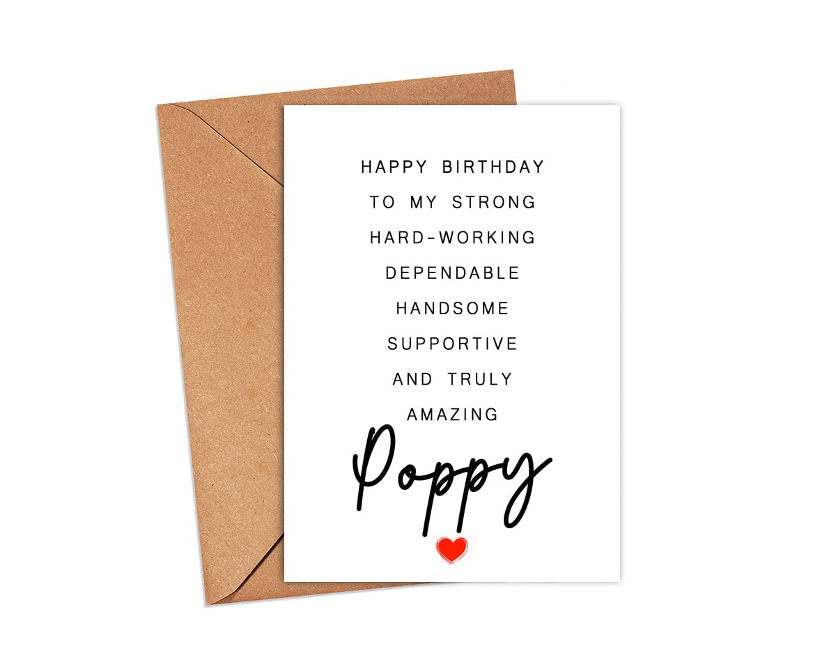 Poppy Birthday Card - Poem Birthday Card To Amazing Poppy - Birthday Card For Poppy - Poem Card - Gift For Him - Father's Day Gift - Poppy Card