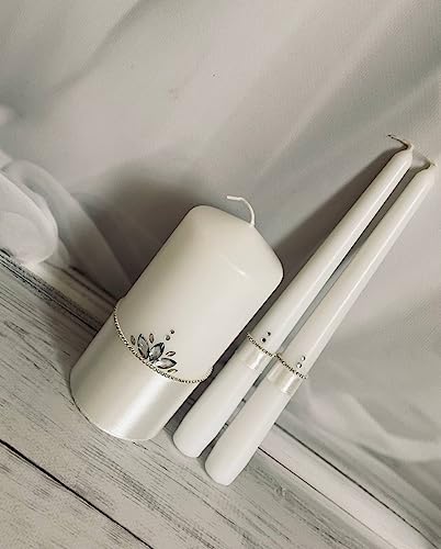 Magik Life Unity Candle Set for Wedding - Wedding Unity Set for Reception and Ceremony - Candle Sets - 6 Inch Pillar and 2 * 10 Inch Tapers