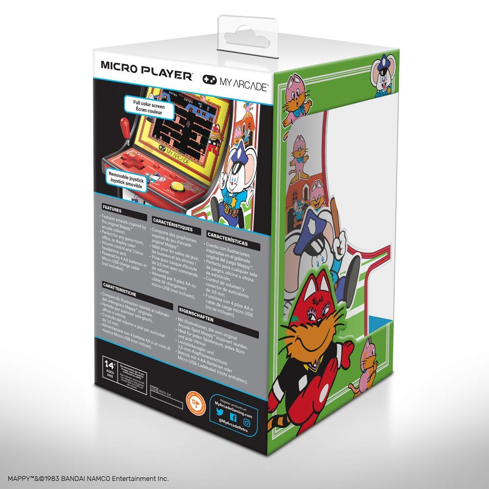 My Arcade My Arcade Mappy Micro Player: Fully Playable, 6.75 Inch Collectible, Color Display, Speaker, Volume Buttons, Headphone Jack, Battery or Micro USB Powered - Electronic Games