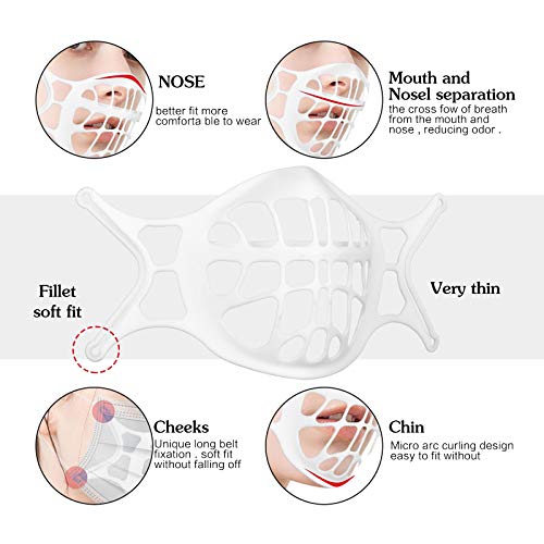 FZAI 3D_Mask_ Bracket Silicone_Mask_Bracket Face Bracke, Face_masks_Inner Support Frame Protect Nose and Mouth,Reusable Nose Breathing Smoothly,plus 1PCS Door Opener