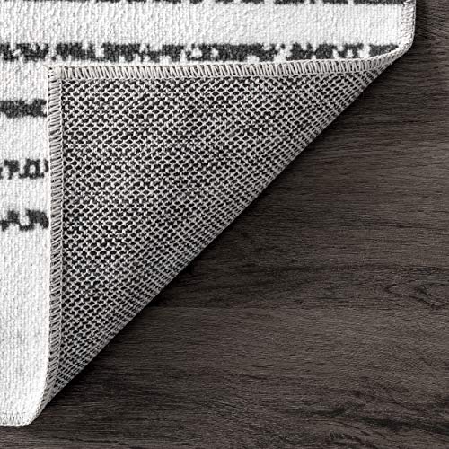 nuLOOM Romina Machine Washable Diamond Stripes Area Rug, 4x6, White
