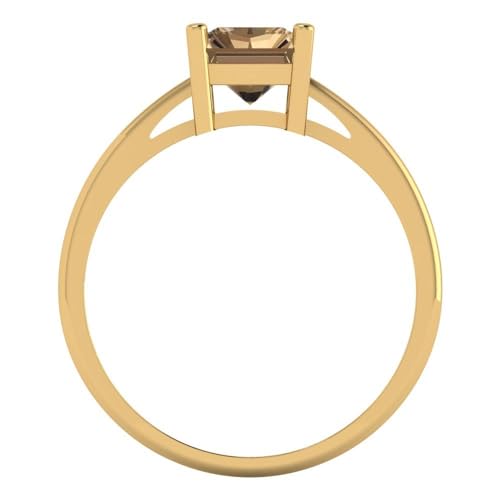 Clara Pucci 2.0ct Emerald Cut Solitaire Champagne Simulated Diamond 4 Prong Engagement Bridal Anniversary Ring 18K Yellow Gold 7.75