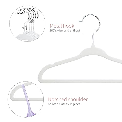 ManGotree Childrens Velvet Clothes Hangers, Baby Kids Hangers for Clothes Space Saving Non-Slip 15Pack (White)
