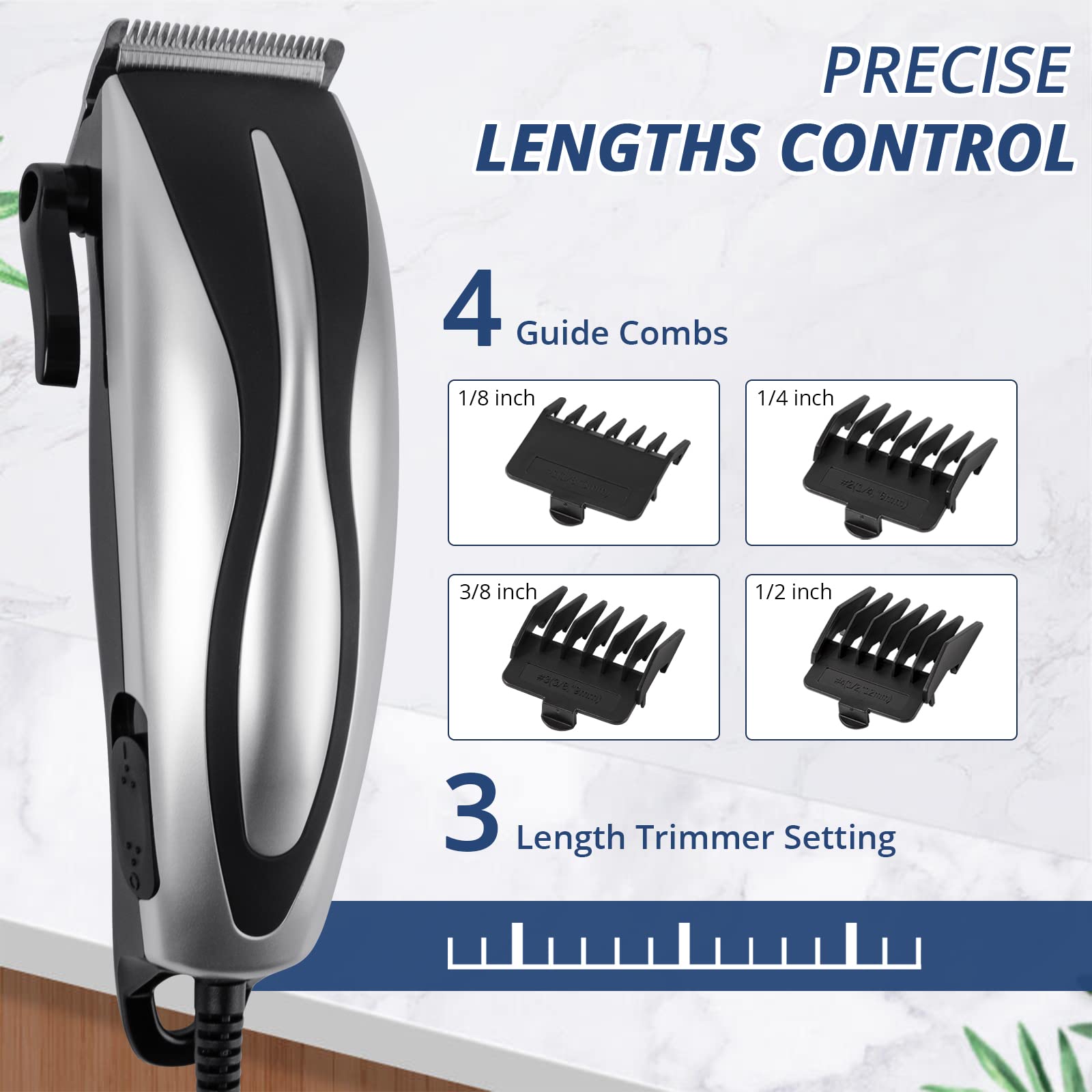 Elepower Hair Clippers for Men Professional,Clipper Compact Multi-Purpose Haircut, Beard & Body Grooming Hair Clipper & Trimmer with 6 Pcs Guide Combs