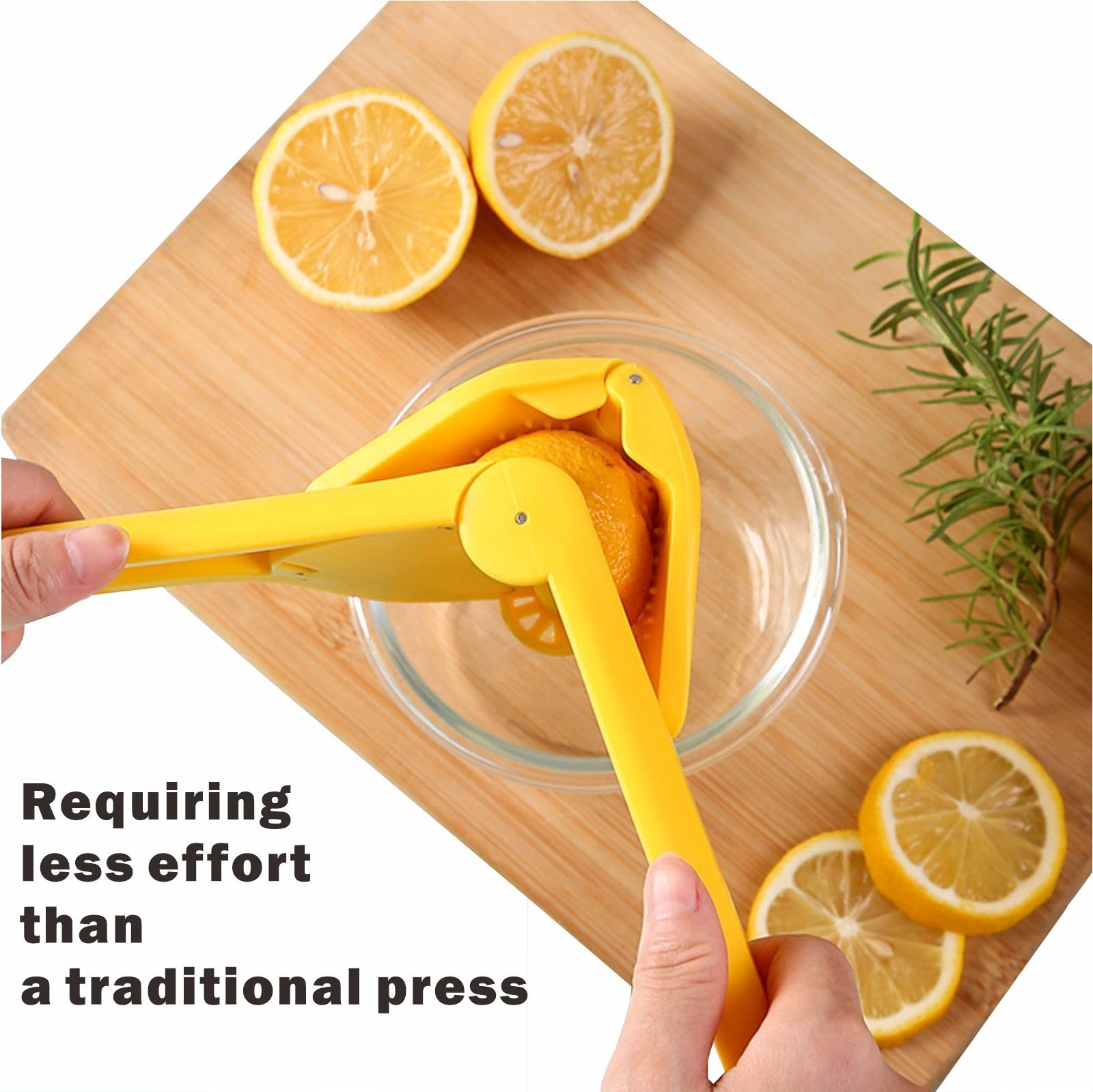 Flat Lemon Squeezer, Manual Lemon Juicer, Easy Squeeze Lime Press Squeezer, Citrus Juicer with Sideways Pivot to Increase Leverage,Lemon Juicer Hand That Folds Flat For Space-Saving Storage (Yellow)