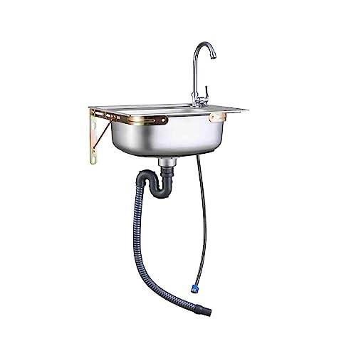Stainless Steel Sink utility sink single bowl wall mount utility sink Commercial Wall Mount Hand Basin for Restaurant, Kitchen and Home kitchen sink and faucet combo set ( Size : 52*38*20cm/21*15*8in