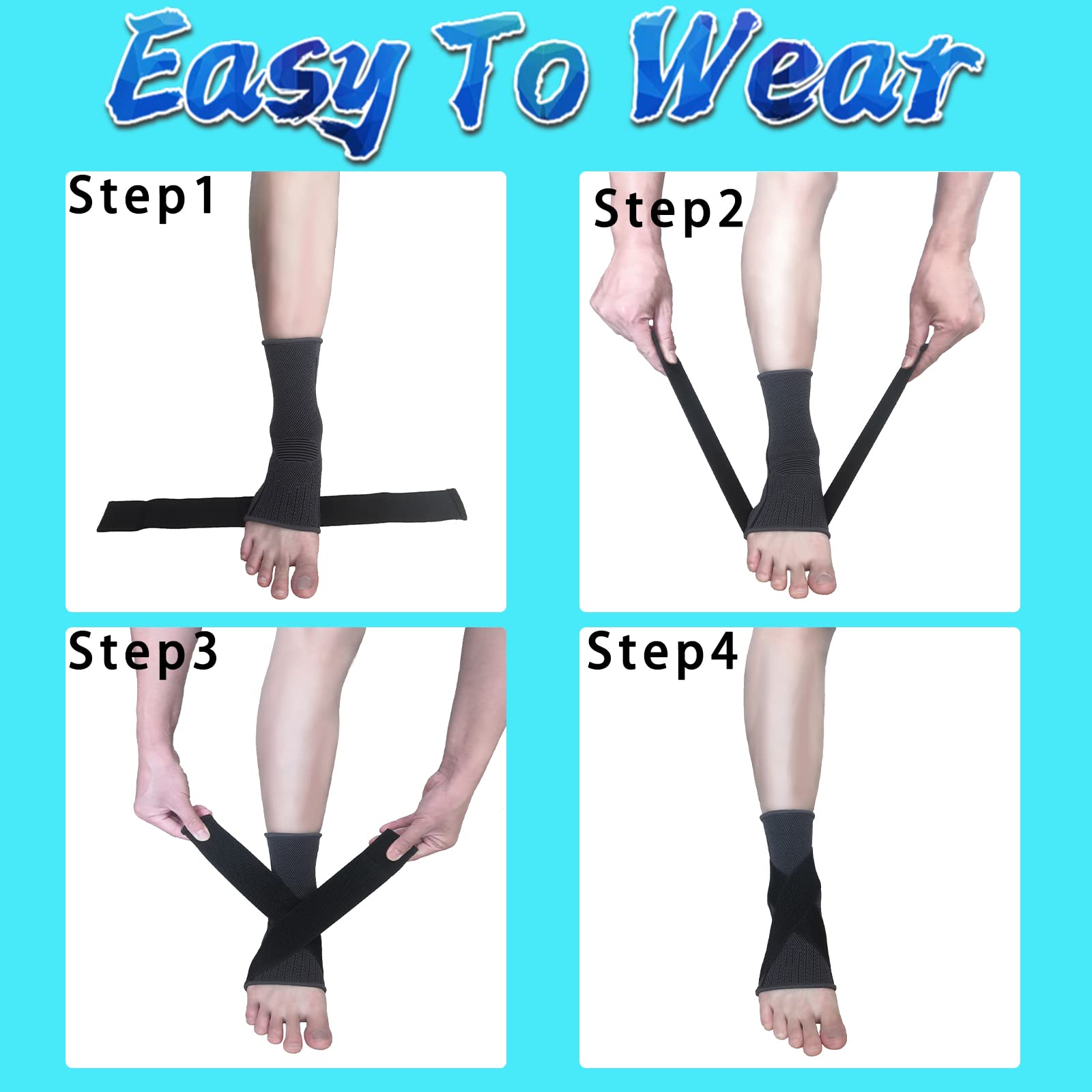 Dr.Kbder Ankle Support Braces for Women & Men,Ankle Compression Sleeve Sprained Ankle, Adjustable Achilles Tendon Support for Plantar Fasciitis Relief Heel Cups for Heel Pain (Single/Black/Large)