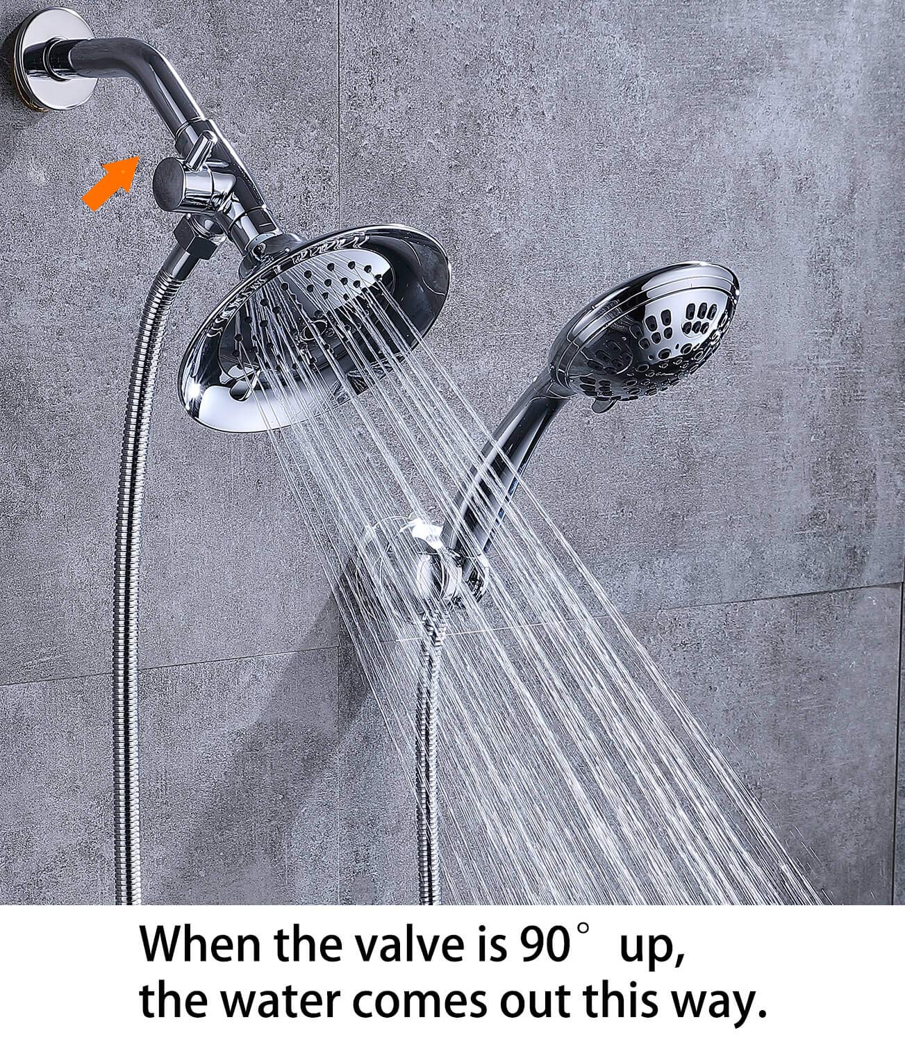 G-Promise Solid Metal Shower Arm Diverter for Hand Held Showerhead and Fixed Spray Head ∣ G 1/2 3-Way Bathroom Universal Shower System Replacement Part (Chrome)