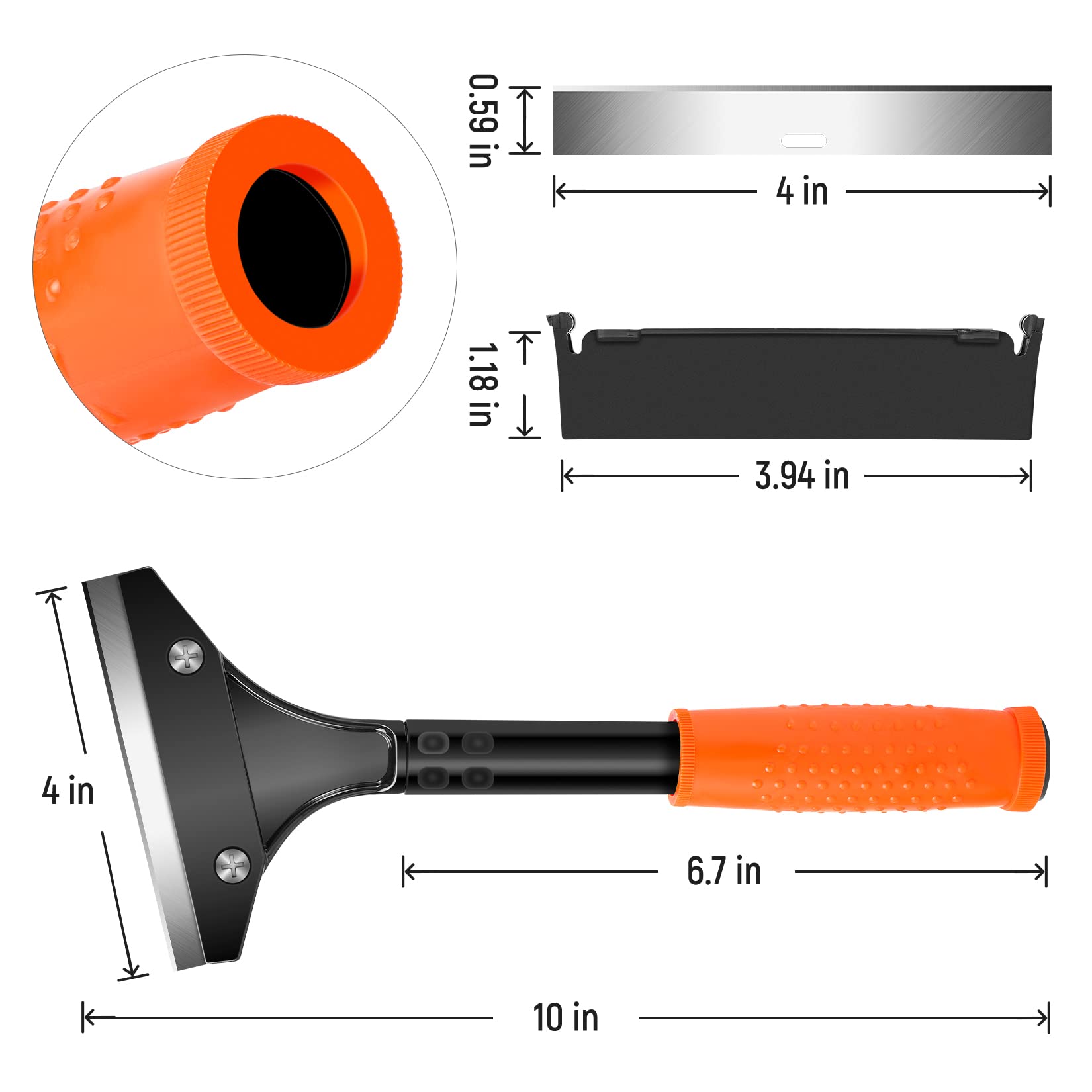 DIYSELF Razor Blade Scraper, Floor Scraper, Scraper Tool for Cleaning, Glass Scraper for Windows, Tile, Stove Top, Cooktop, Oven, Aquarium, Paint, Decal, Inspection Sticker, Gum, Glue Remover