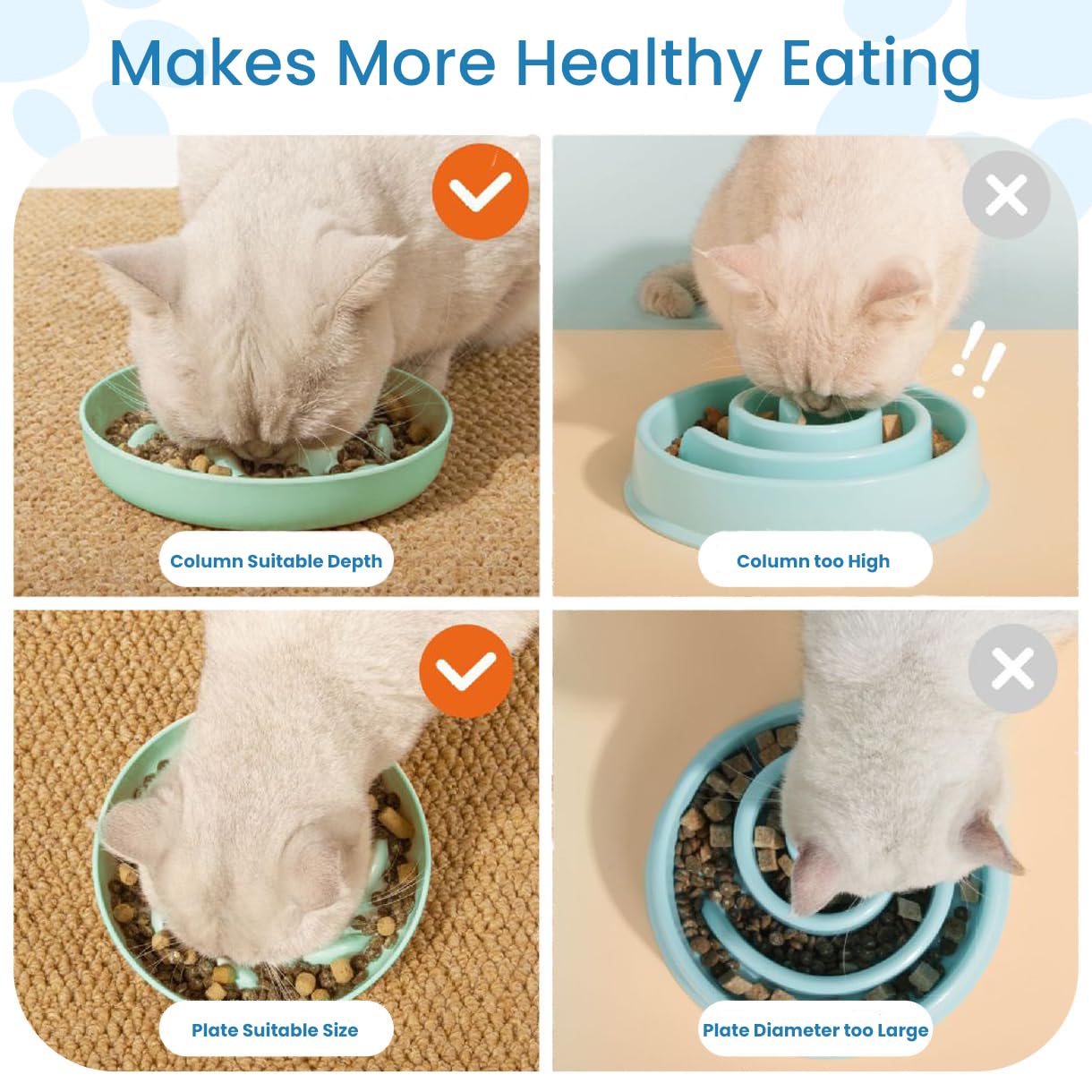 Elevated Ceramic Slow Feed Dish with Stand for Cats and Small Dogs, Fish Pool Design Pet Slow Feeder with Higher Edges, Healthy Eating Diet Made of Safe and Quality Material(Ceramic*White)