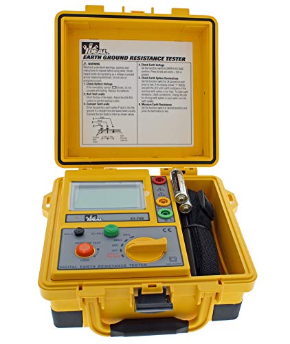 IDEAL INDUSTRIES INC. 61-796 Earth Ground Resistance Tester, 3-Pole, Carrying Case Included,Yellow,Green,Red
