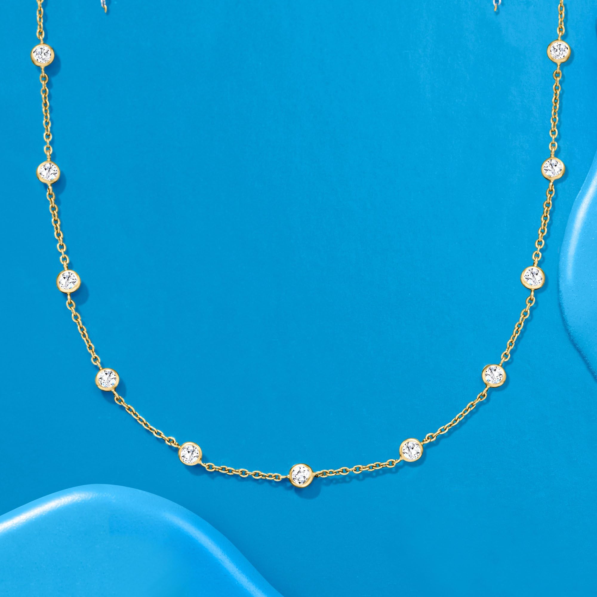 Ross-Simons 4.50 ct. t.w. CZ Station Necklace