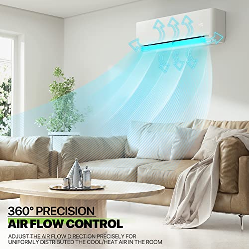 Magshion 18,000 BTU Mini Split Air Conditioner, Wall Mounted 208/230V AC with Heat Pump & Washable Filter & Installation Kits, 21.5 SEER2 - Cools Rooms up to 1000 Sq. Ft