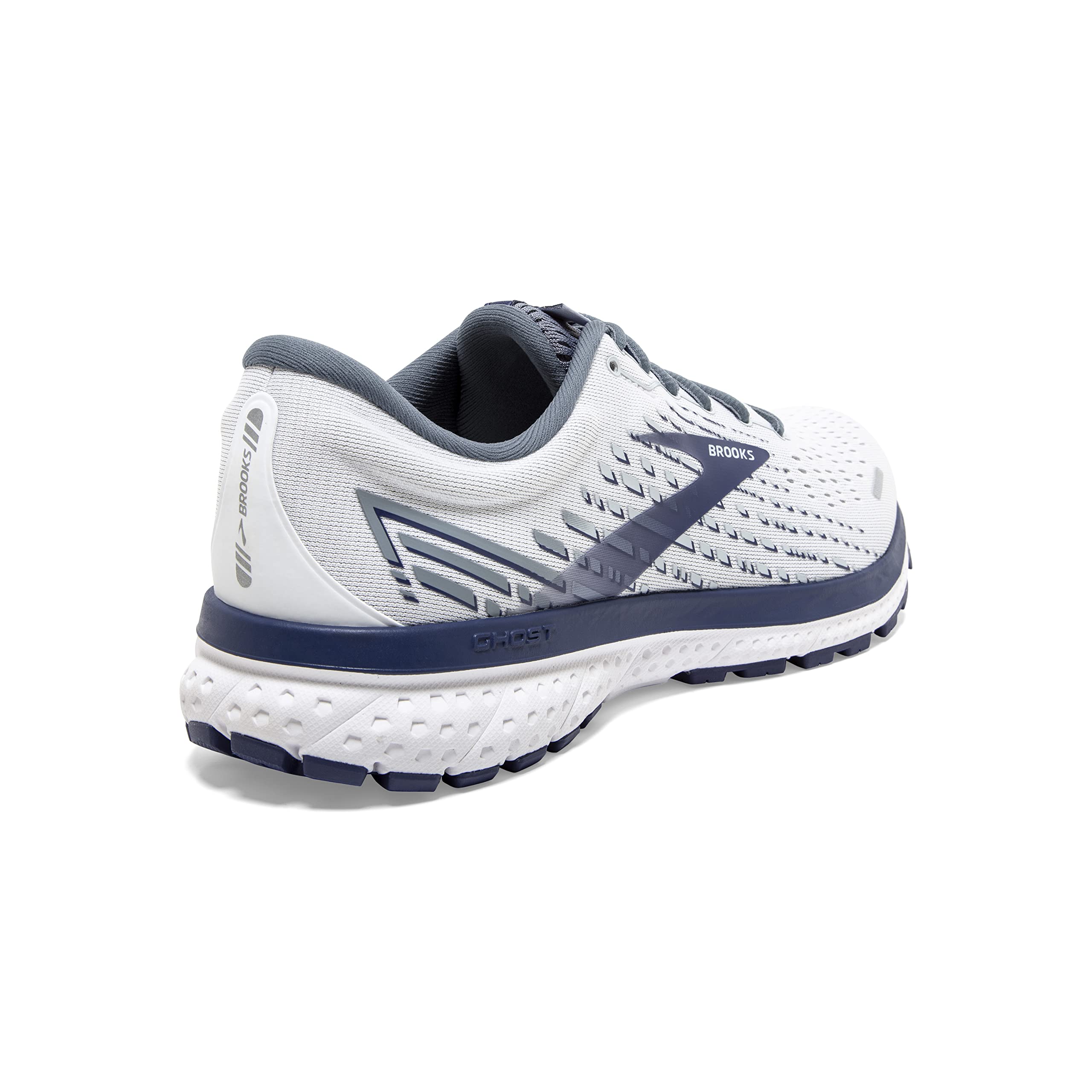 Brooks Men's Ghost 13 Running Shoe - White/Grey/Deep Cobalt - 11.5 Narrow