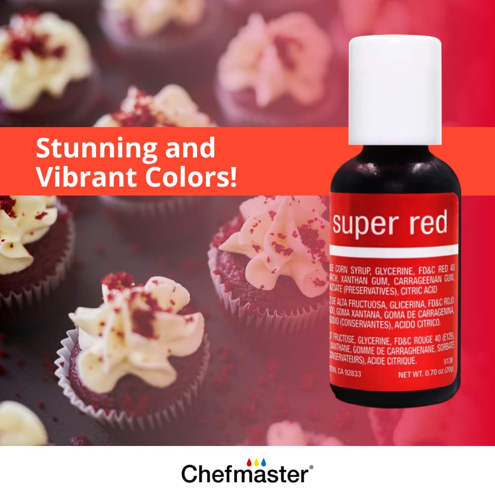 Chefmaster - Liqua-Gel Food Coloring - Fade Resistant Food Coloring - 12 Pack - Vibrant, Eye-Catching Colors, Easy-To-Blend Formula, Fade-Resistant