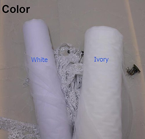 DAPERCI Wedding Accessory Long 4M Bridal Veils with Comb Lace One Tier White Ivory Wedding Veil Welon Bride Veil (Color : White)