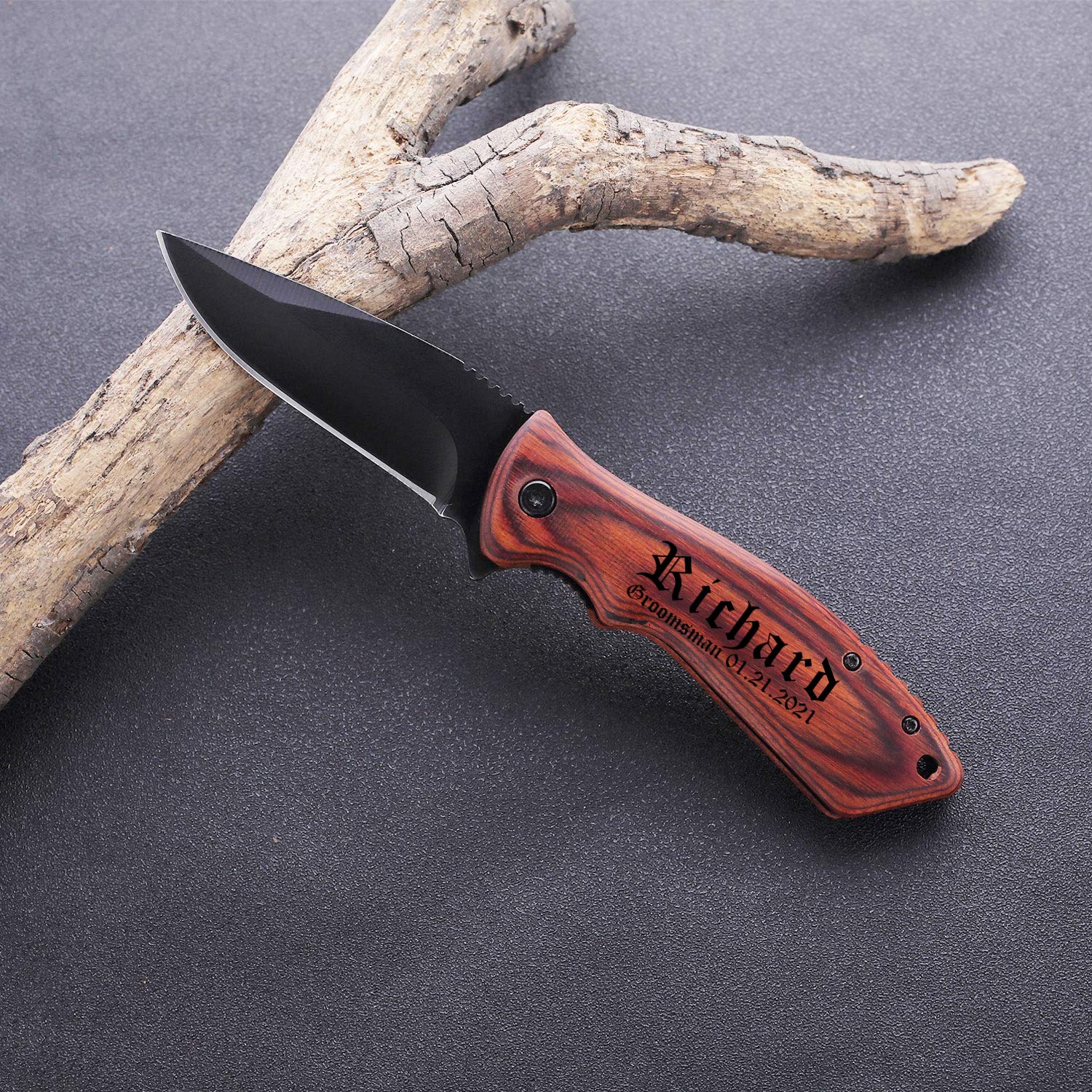 Groomsmen Gifts For Men Wedding Knife Set - Personalized Pocket Knife Custom Knife Gift Options - Best Groomsman, Mens Bachelor, Best Man Proposal Gift Set - 6 Font