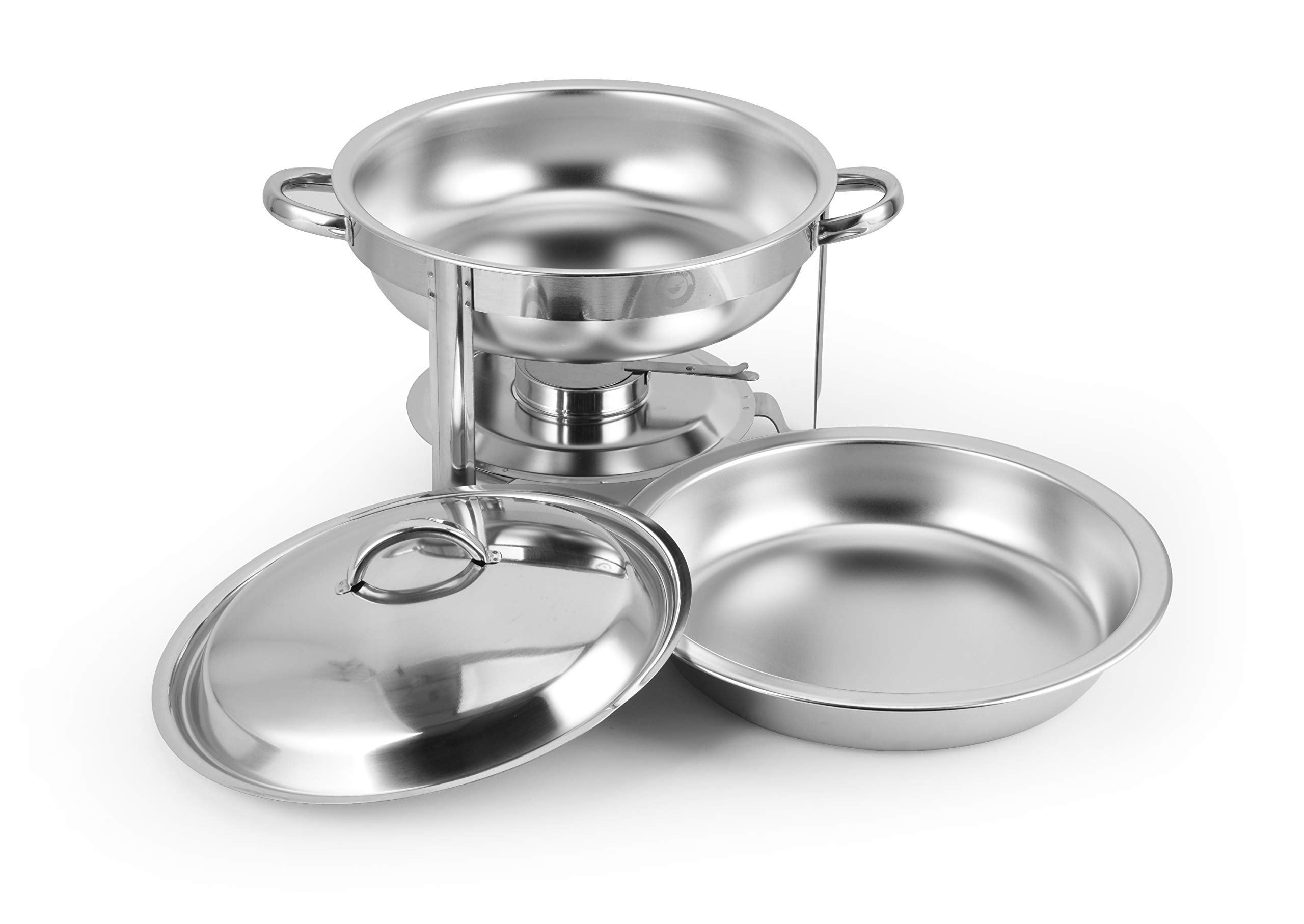 CHEFQ [Set Of 2] Round Chafing dish buffet set Stainless Steel 4 Quart Capacity