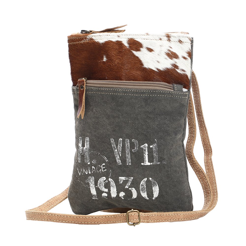 Myra Bag VP11 Cowhide & Upcycled Canvas Crossbody Bag S-1156