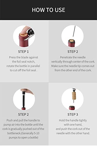 wiOnes 2022 Pocket Wine Opener, Air pump wine bottle opener, features built-in foil cutter and air pressure safeguard technology.