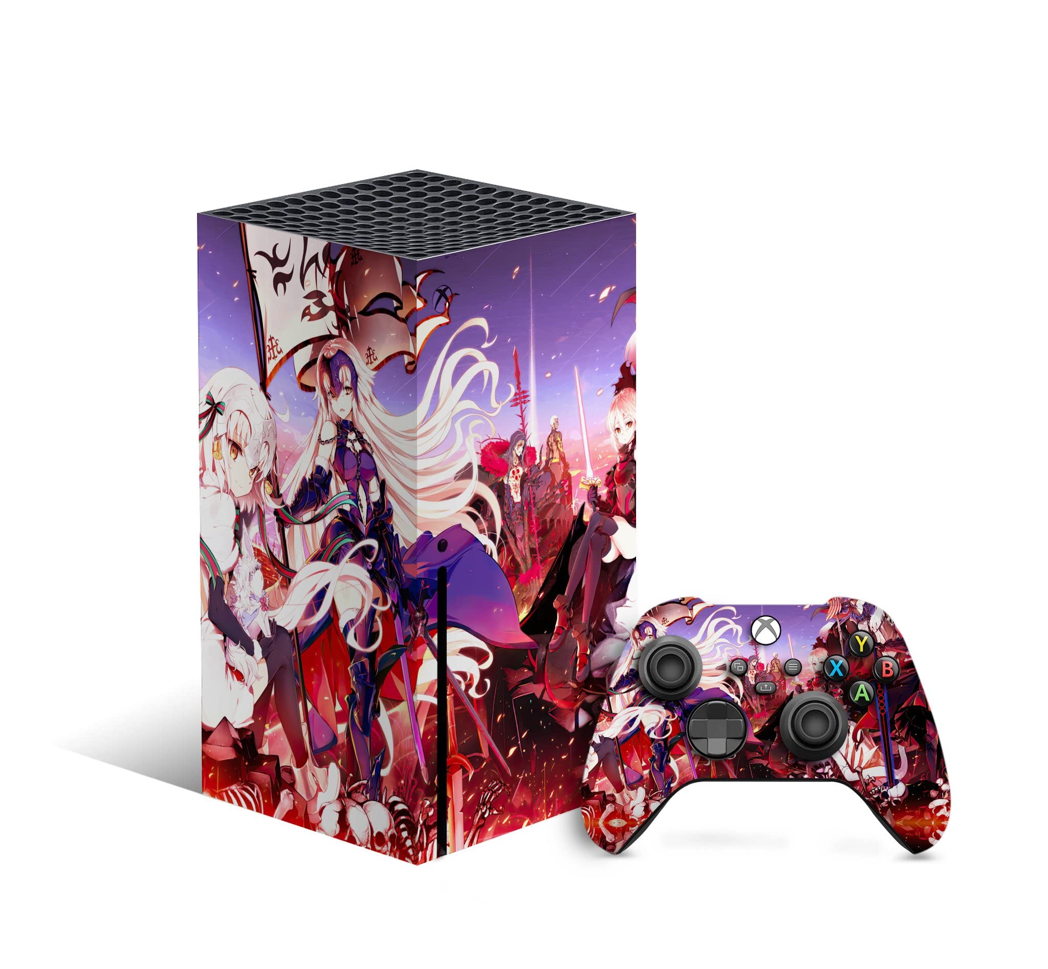 Dark Dark Nightmare Knight Video Game X-Box-Series-X Skin Set,Fashion Protector Wrap Cover Protective Faceplate Full Set Compatible with X-Box-Series-X Console and Controller Skins
