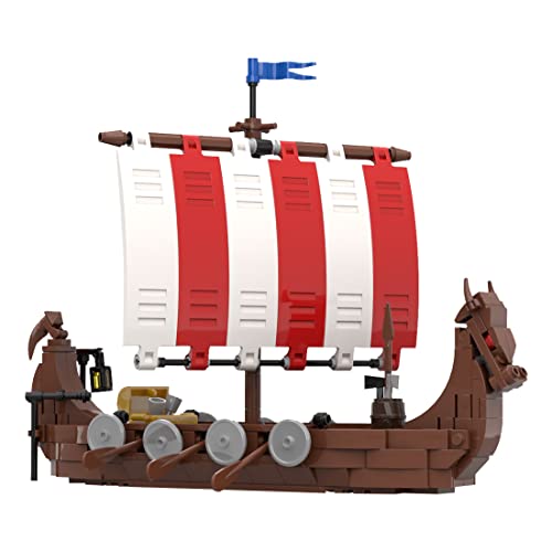 DIYI The Viking Ship Model Building Kit, Medieval Themed Design Style Modeling Pirate Ship Building Bricks Toy, MOC Building Blocks Compatible with Lego Viking Ship (314 Pieces)