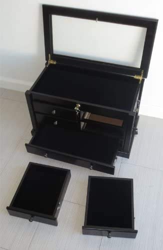 DisplayGifts Collector's Choice Solid Wood Knife Display Case Tool Storage Cabinet w/ 5 Drawer Gallery Quality Black