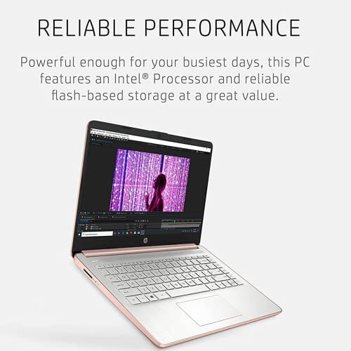 HP Latest Stream 14'' HD Laptop, Intel Celeron Processor, 4GB Memory, 64GB eMMC, Fast Charge, HDMI, Up to 11 Hours Long Battery Life, Office 365 1-Year, Win S, Microfiber Bundle, Pink Gold 4GB RAM