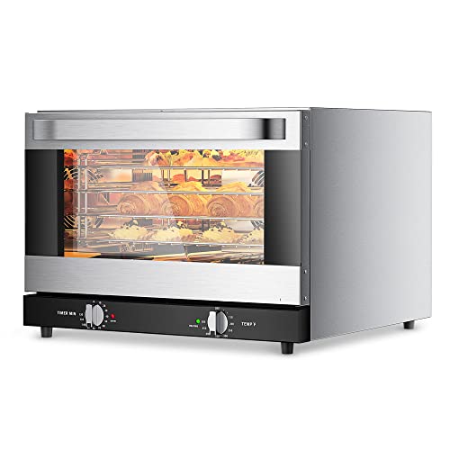 Pokytcox, 21L/23Qt Countertop Convection Oven, Commercial Toaster, 1440W Efficiency Heat,120V, Stainless Steel, Silver,3 Racks