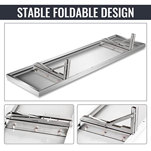 Hasopy Concession Shelf, Stainless Steel 72L x 12W Drop Down Folding Serving Food Shelf Stand Serving for Concession Window