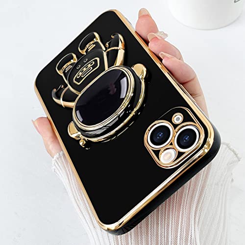 Pepmune Compatible with iPhone 13 Mini Case Cute 3D Astronaut Stand Design Camera Protection Shockproof Soft Back Cover for Apple iPhone 13 Mini Phone Case Black