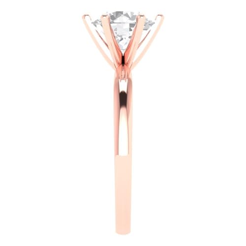 Clara Pucci 2 ct Round Cut Genuine Lab Grown Diamond VS1-VS2 G-H 14K Rose Gold Solitaire Bridal Wedding Engagement Designer Ring size 6.5