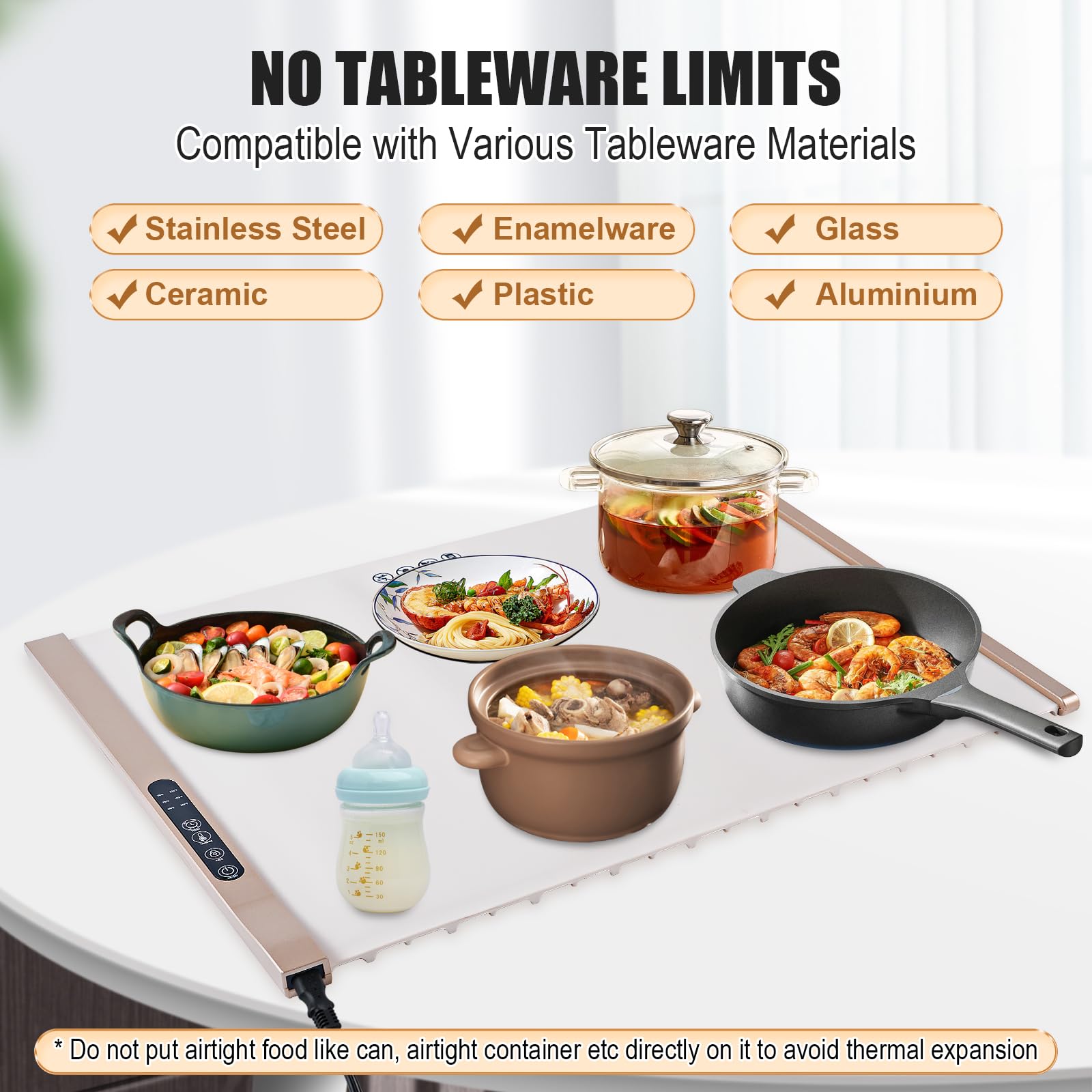 Electric Warming Tray 2024 New,Portable Silicone Food Warmer Heater Mat,Travel Roll Up Fast Heating Pad,Foldable Keep Plates Fast Warm for Buffets Party,Large Surface Area