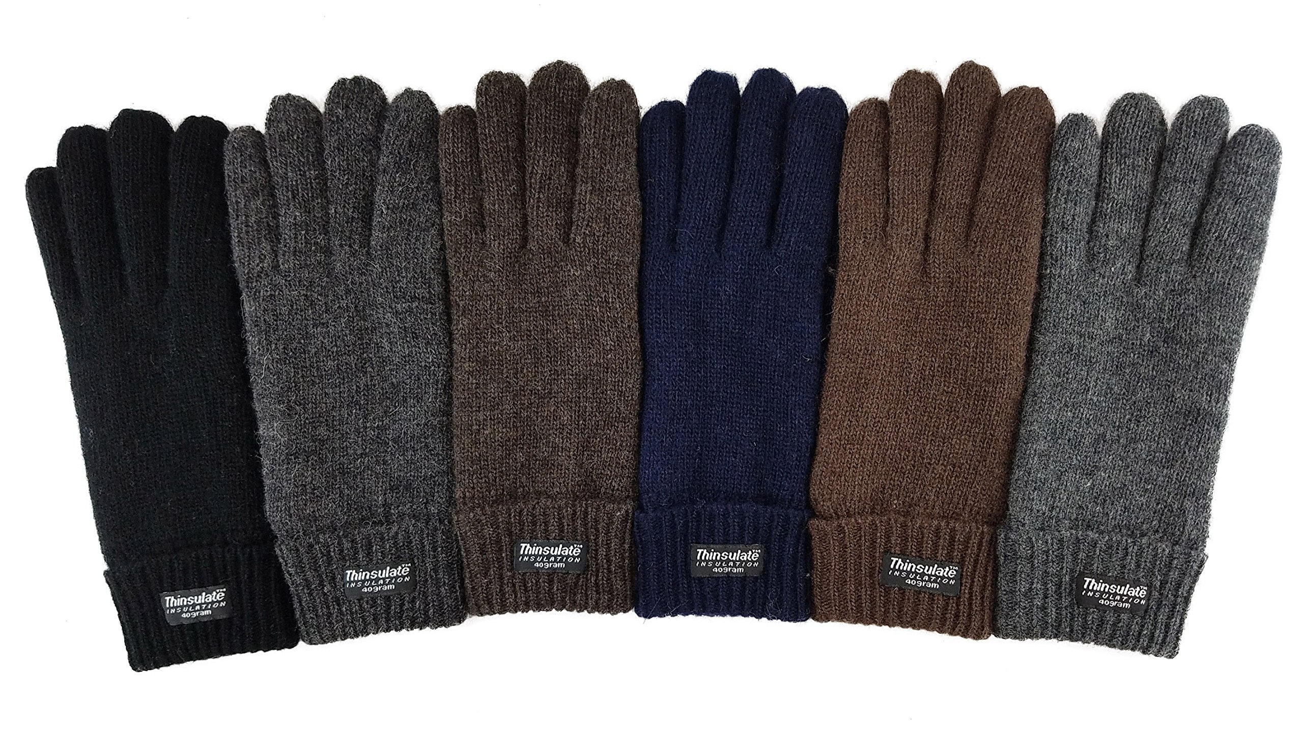 BRUCERIVER Ladie's Wool Knit Gloves with Thinsulate Lining Size M (Black)