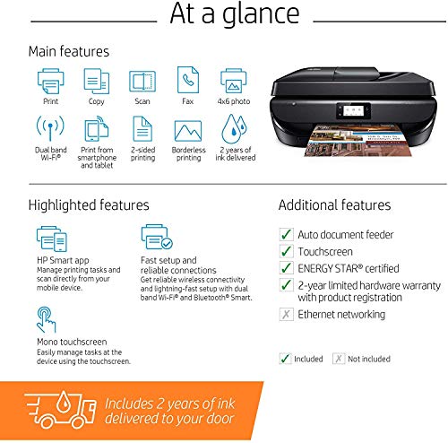 HP OfficeJet 5260 Wireless All-in-One Printer โ includes 2 Years of Ink Delivered to Your Door, Works with Alexa (Z4B13A)
