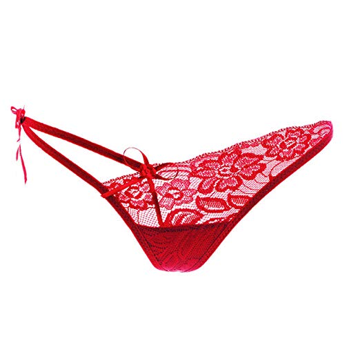 Toxz Womens Sexy Lace Thongs G-String,Sheer Perspective Satin Enticing Floral Embroidered,Lace V-String Briefs Panties Lingerie Underwear