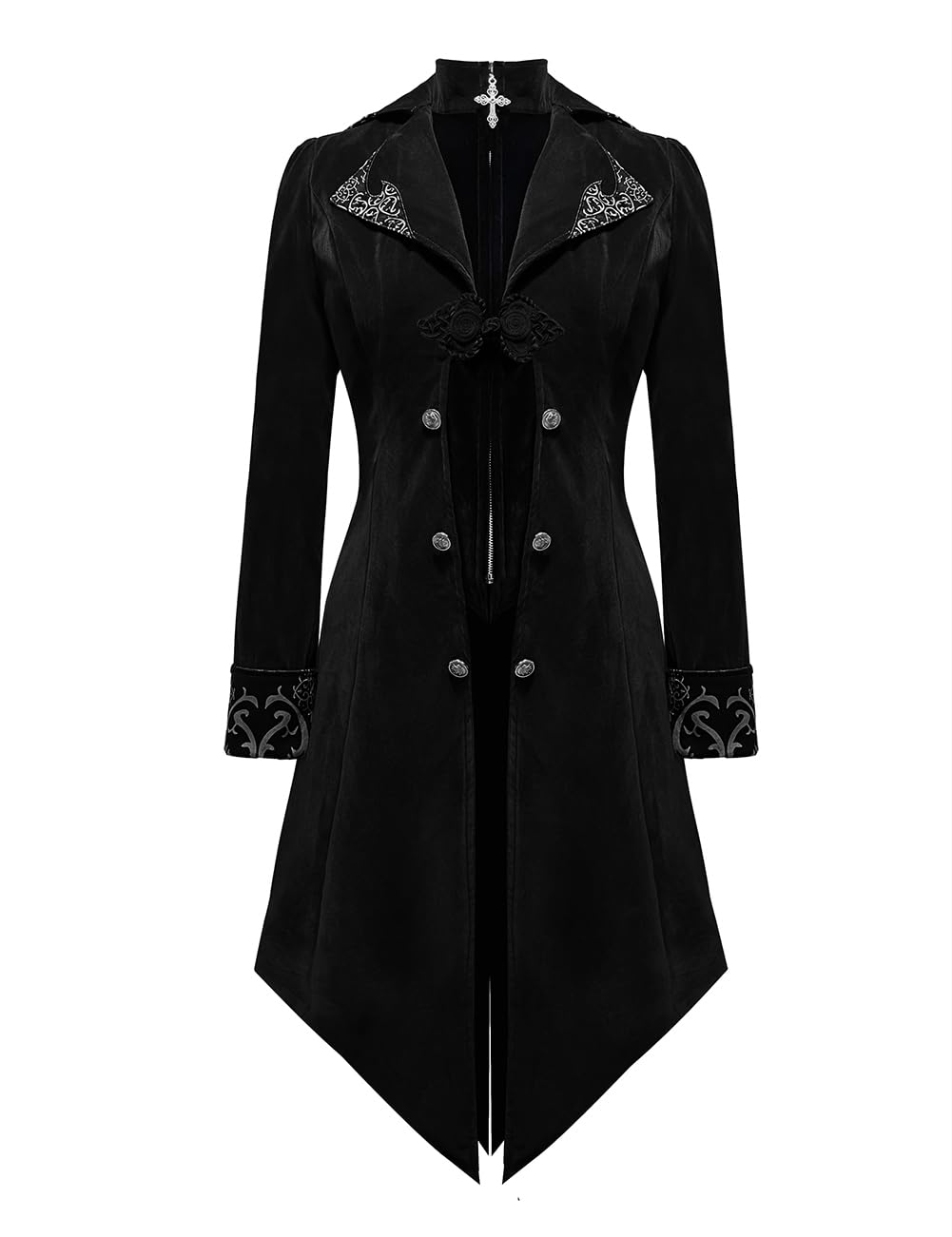 Crubelon Men Steampunk Vintage Jacket Gothic Victorian Frock Coat Uniform (Small, Black)