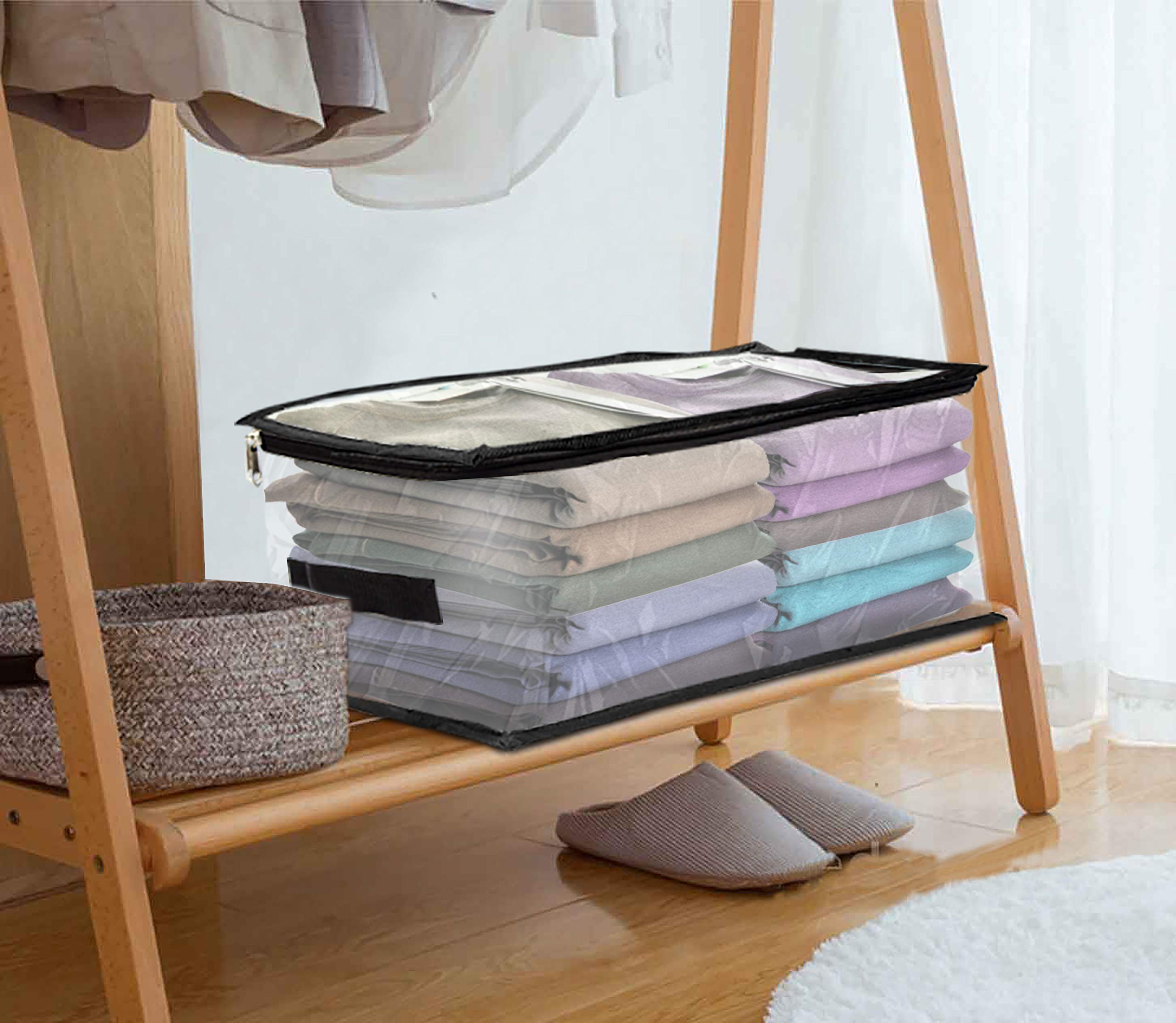 Covers & all Clear Clothes Storage Bag Organizer with Handle & Doubled Zipper for Comforter, Blankets, Bedding & More - Home Organizer Storage Bag Container