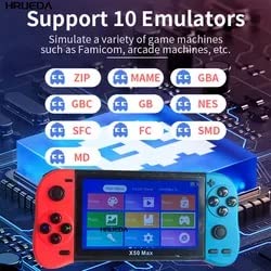 Old Arcade Retro Classic Handheld Game Console 5 Inch Led Screen Double TF Card 8 GB Internal 64 GB External Over 10000 Preloaded Games (Red and Blue)