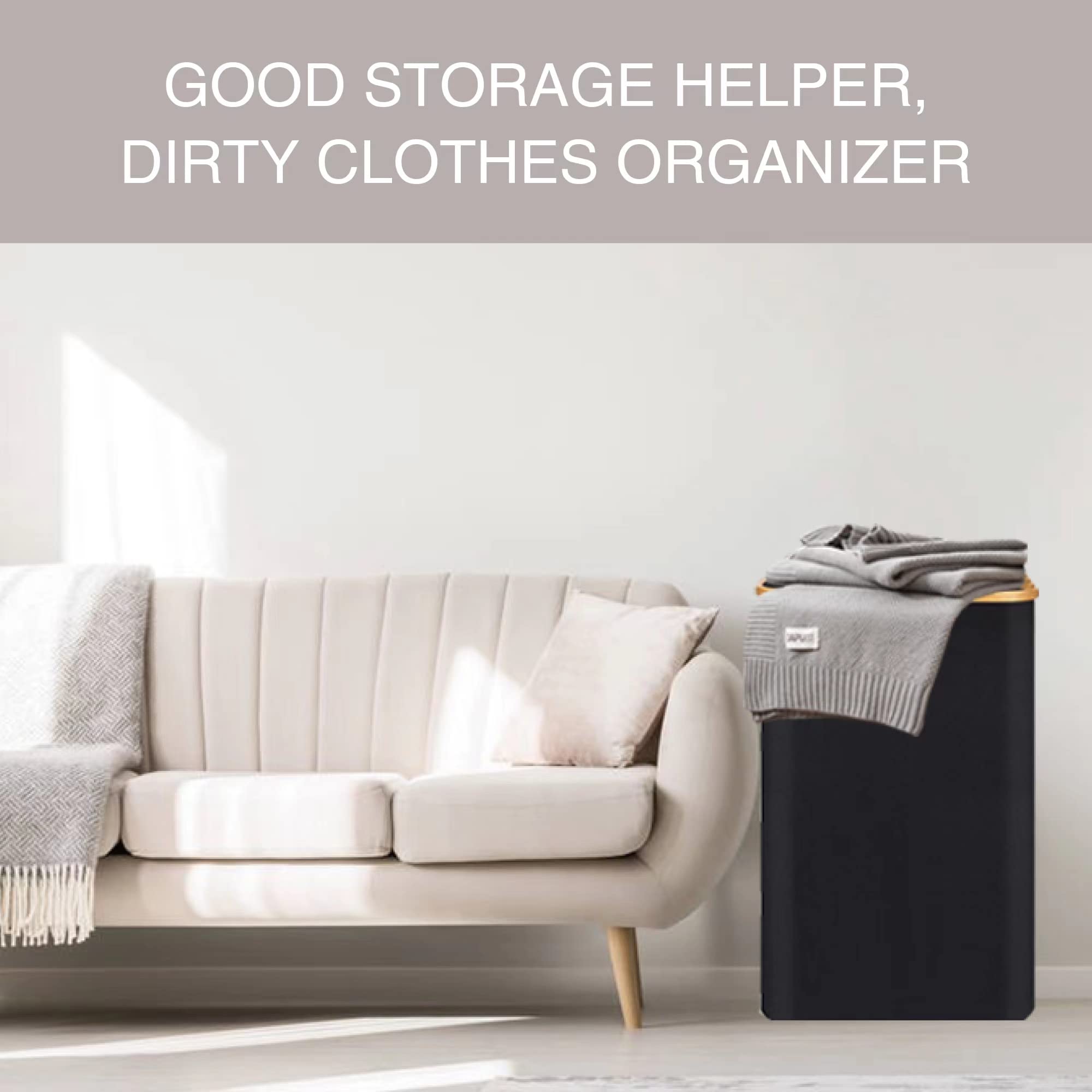 Jenumen 100L Large Black Laundry Hamper, XL Waterproof Laundry Basket with Handles and Lid for Clothes Storage in Bedroom Bathroom Laundry Bin