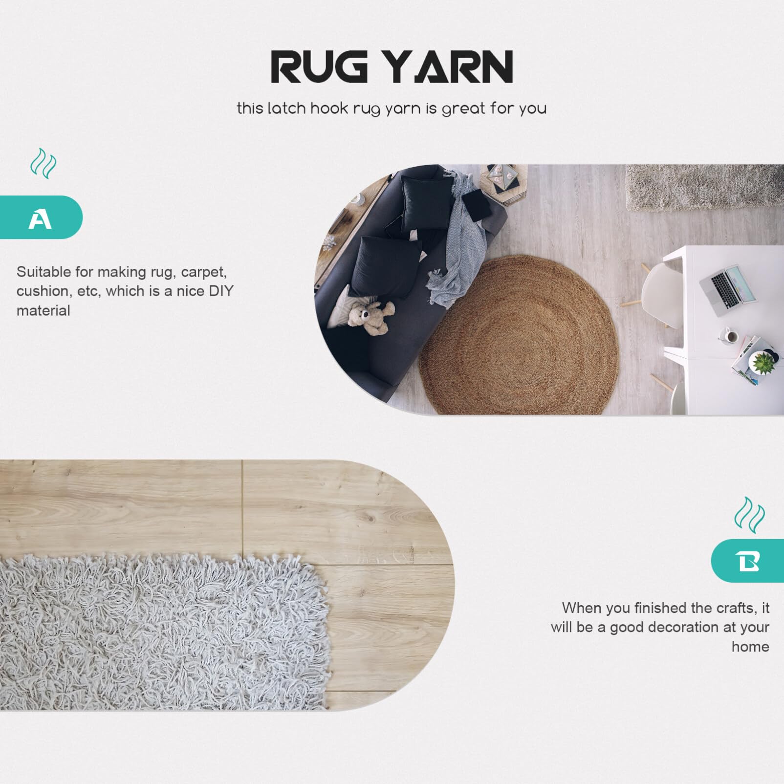 Carpet Embroidery Yarn Bulk Yarn Knitting Kits for Carpet Rug 10 Rolls Blanket Yarn for Crocheting Arts Crafts Sewing Yarn Knitting Crafts Yarns Embroidery Carpet Yarns