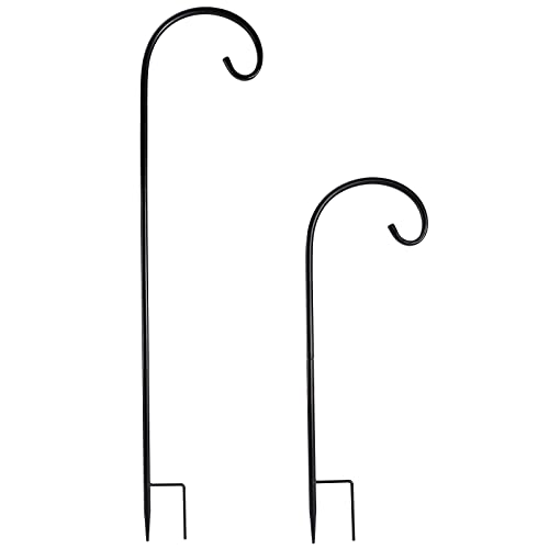 GSM Brands Shepherds Hook 65 Inch, Black, Adjustable Design.5 Thick Yard Decor for Hanging Up to 20 lbs.