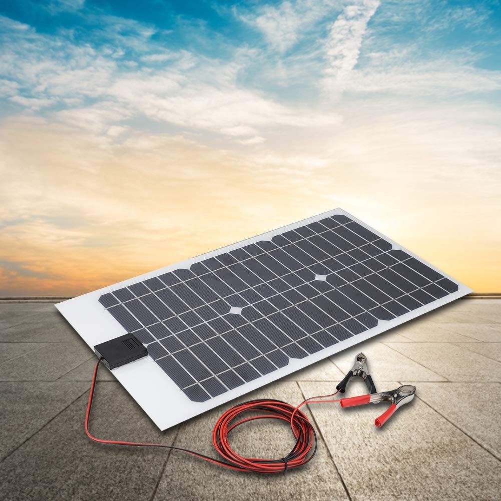 Ciglow 18V 20W Portable Solar Panel Charger,Polycrystalline Chip,Pet White Bottom Pressure,3M Clip Line in Front,Suitable for Cars,Homes,Ships,Motorcycles,Etc.