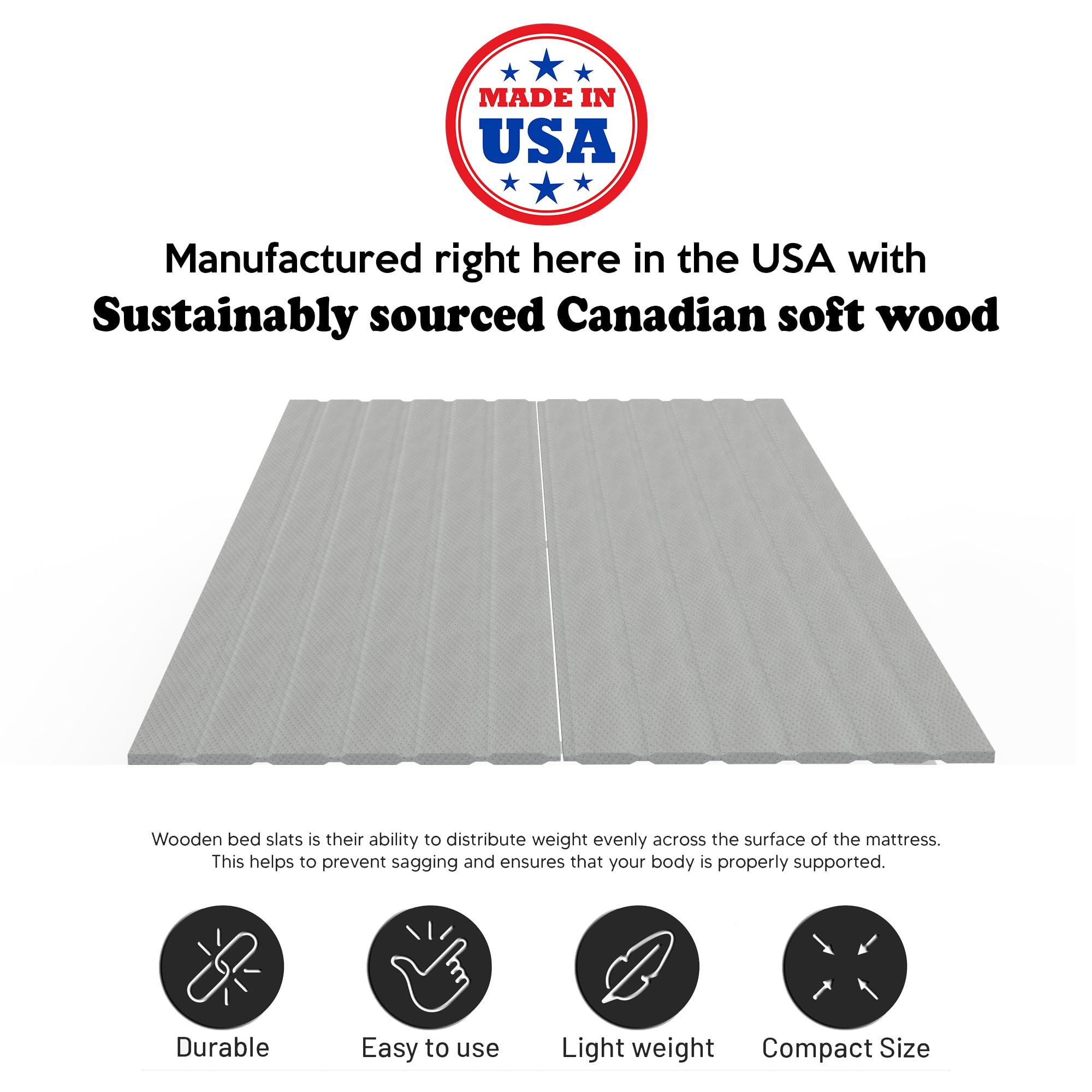 Mayton, 0.75-Inch Heavy Duty Vertical Mattress Support Wooden Bunkie Board/Bed Slats with Cover, Queen