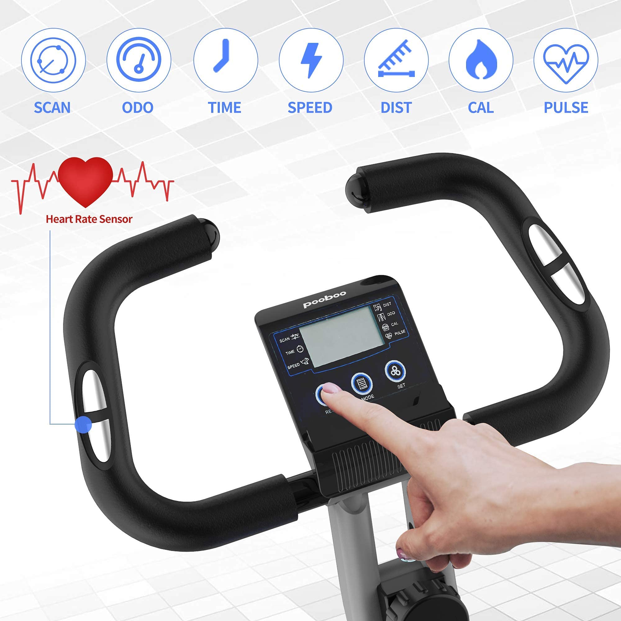 cycool Foldable Exercise Bike Magnetic Stationary Bikes Indoor Cardio Training Cycle with Comfortable Seat Cushion,Twister Plate and Arm Resistance Bands Workout Bicycle (grey)