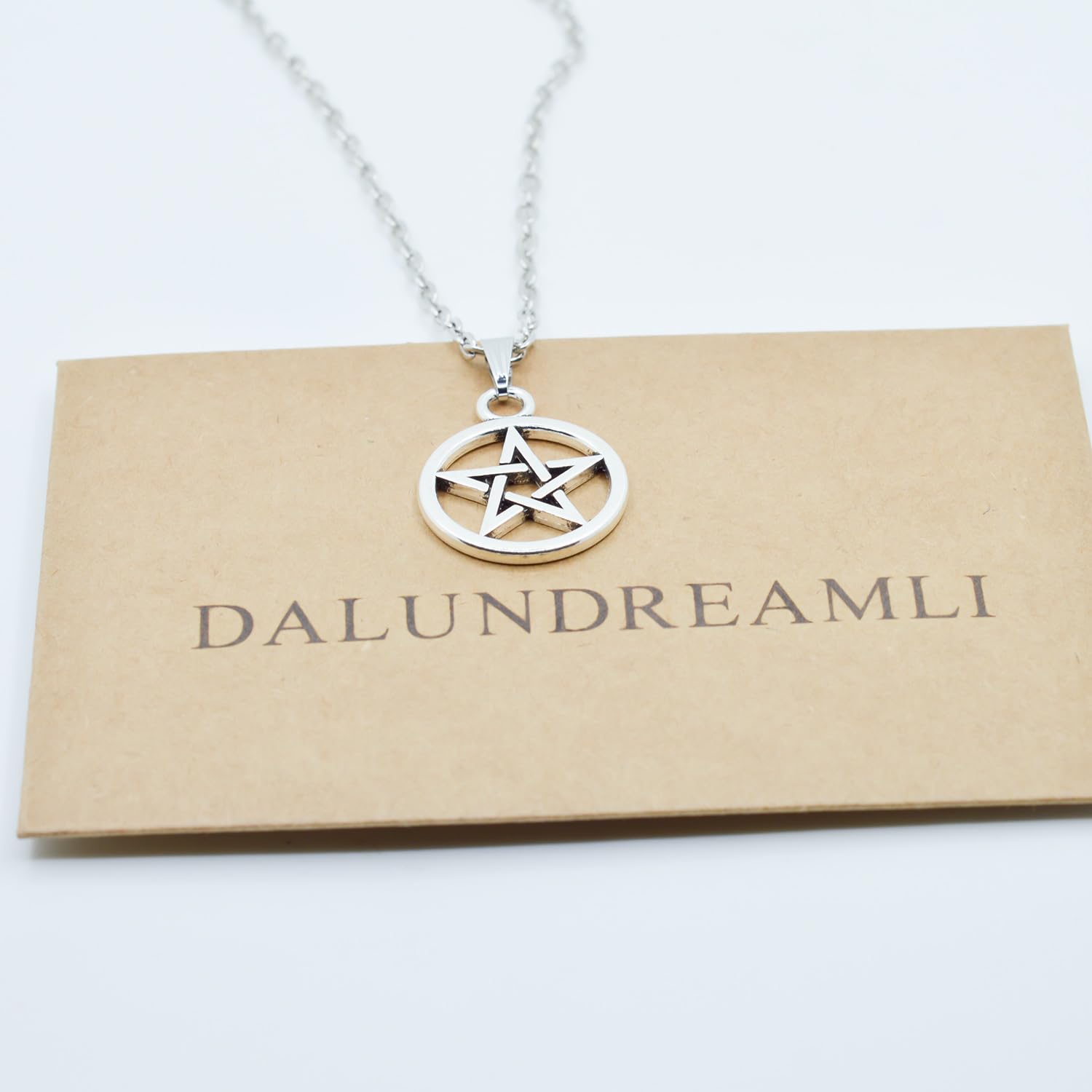 DALUNDREAMLI Gothic Pentacle Necklace - Handmade Charm Pendant for Women - Unique Pagan Jewelry with Stainless Steel Chain - Perfect Wiccan Gift