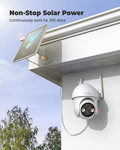 Codnida Security Camera Wireless Outdoor,2K Solar Security Camera,3MP Battery Powered Surveillance Camera for Home with Night Vision,PTZ Control,2-Way Audio,Motion Detection,Compatible with Alexa