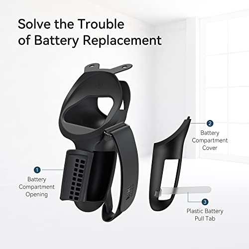KIWI design Upgraded Controller Grips Cover Compatible with Quest 2 Accessories, with Battery Opening Protector with Knuckle Straps (Black)